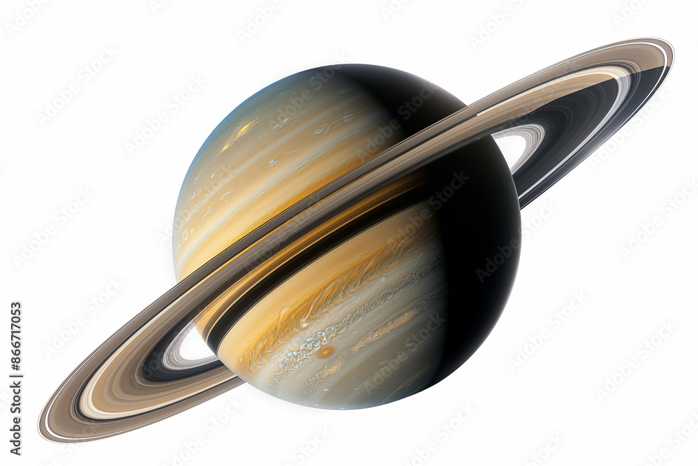 An ultra-realistic and detailed rendering of the planet Saturn isolated ...
