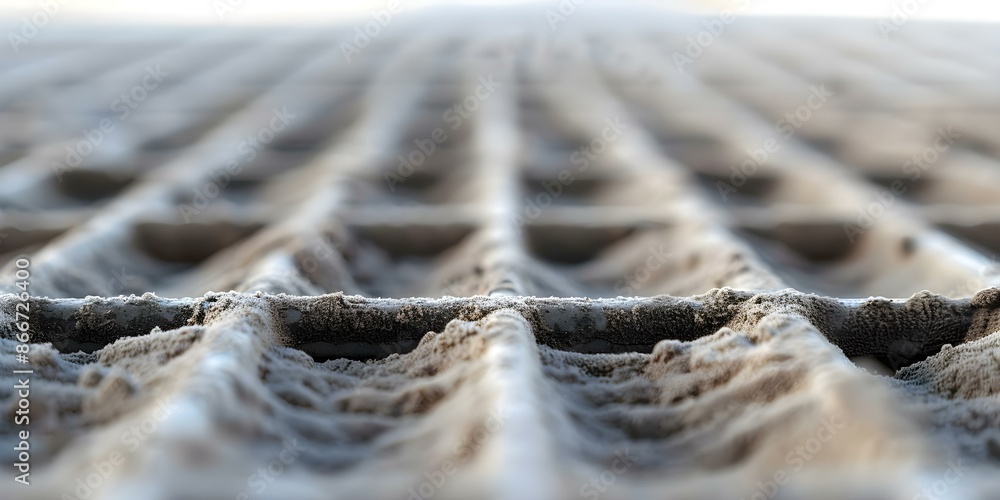 Close-up view of a clogged intake vent filter with built-up dust and ...