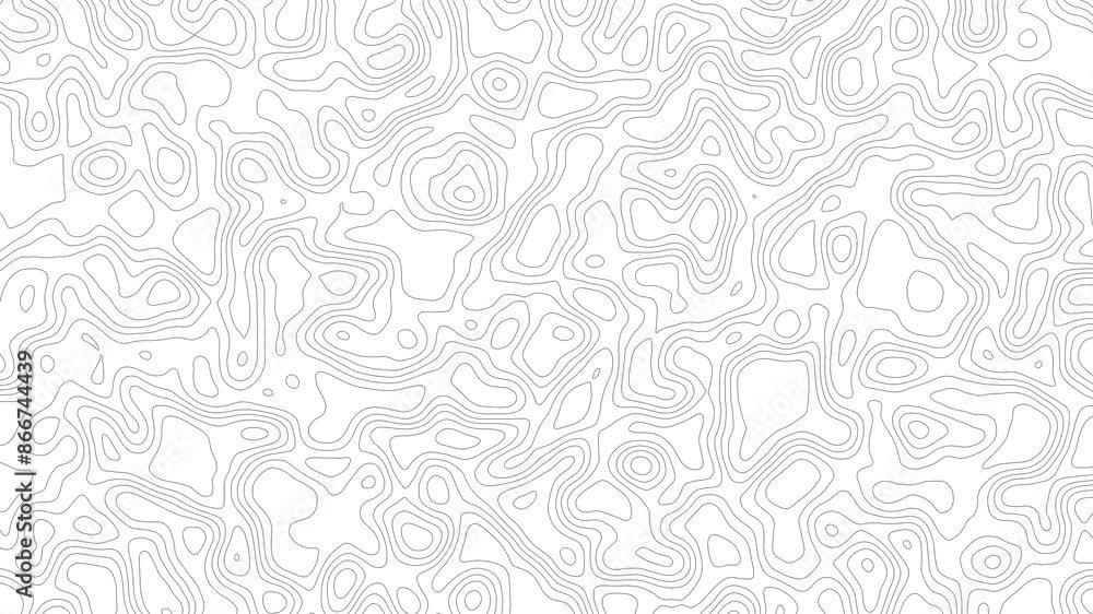Gray outline topographic contour map abstract tech motion graphic ...