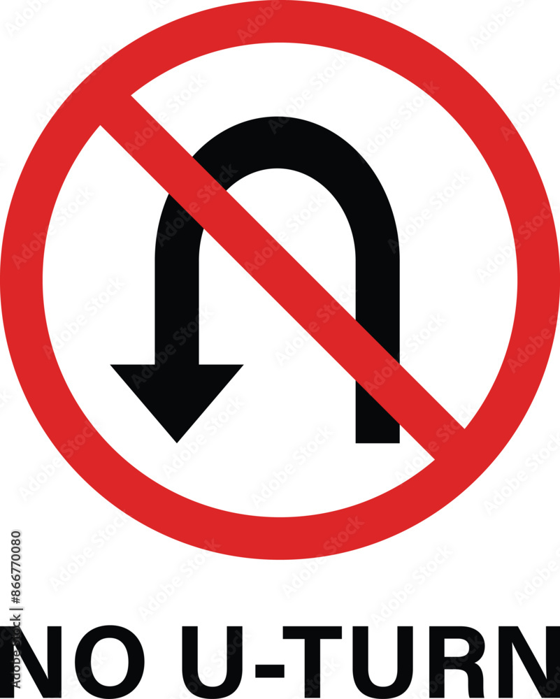 No return sign with text . No U-turn allowed sign . Vector illustration ...