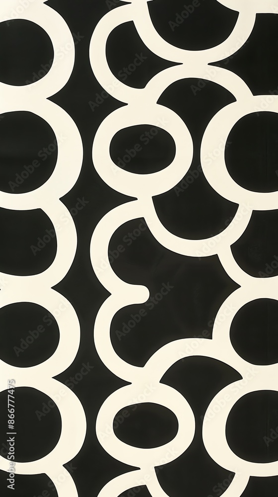 Classic Ortega design wallpaper with interlocking shapes in black and ...