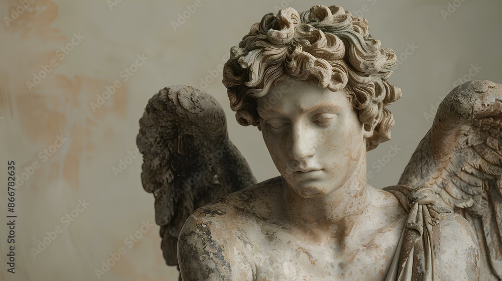 Statue of an angel isolated on neutral background. Angel marble statue ...