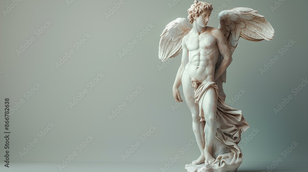 Statue of an angel isolated on neutral background. Angel marble statue ...