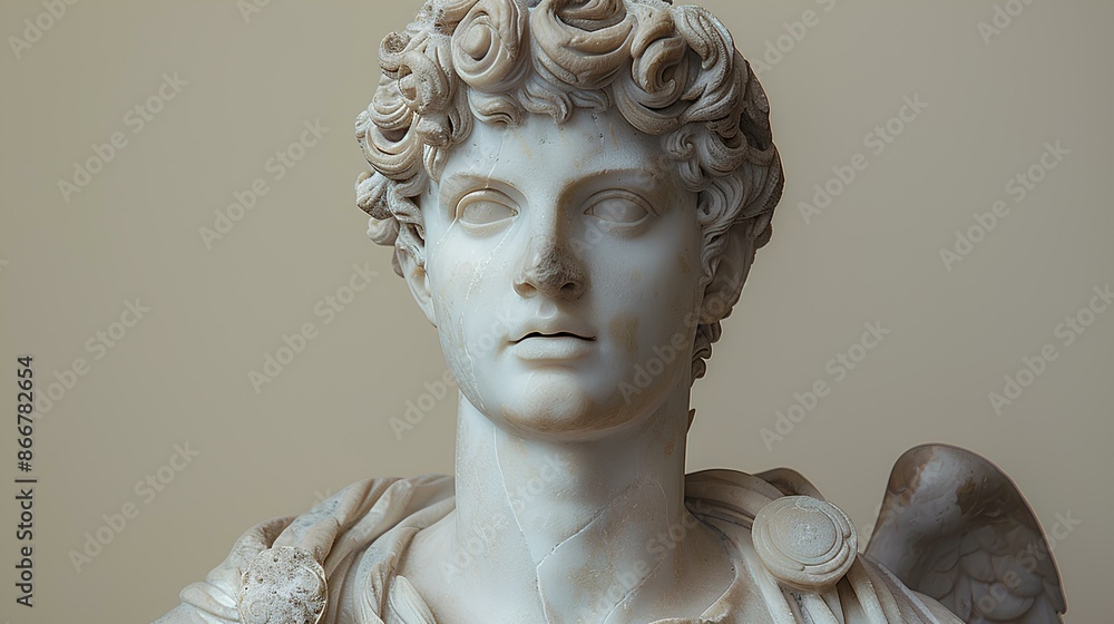 Statue of an angel isolated on neutral background. Angel marble statue ...