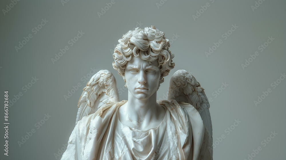 Statue of an angel isolated on neutral background. Angel marble statue ...