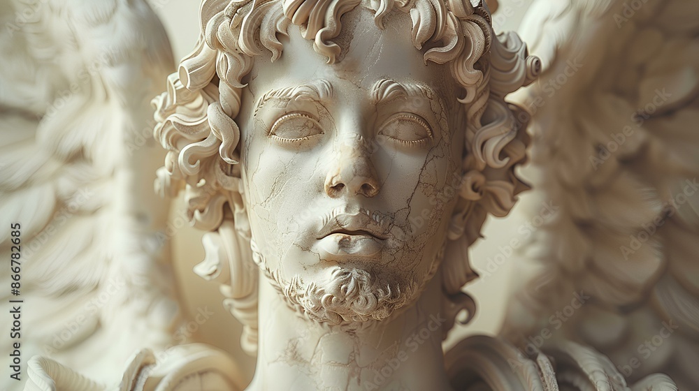 Statue of an angel isolated on neutral background. Angel marble statue ...