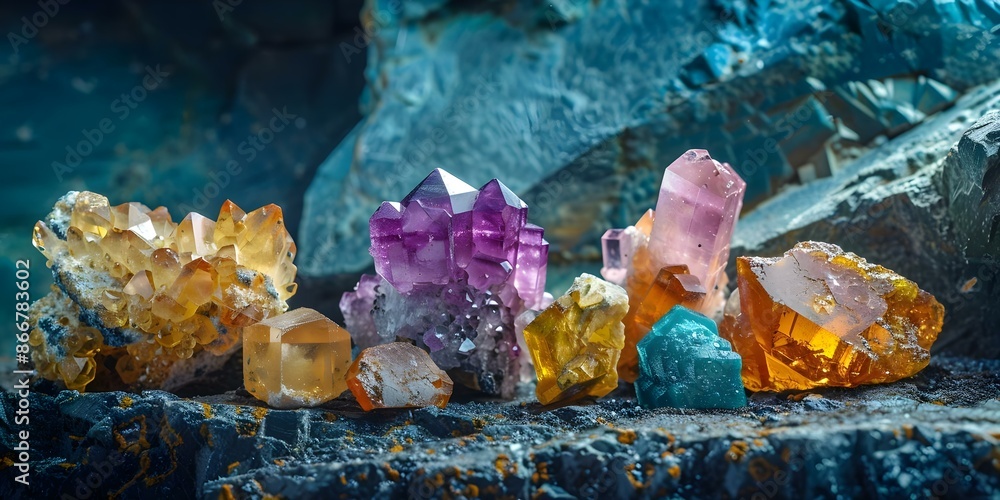 Crystalline uranium ore deposits radioactive nuggets various precious ...