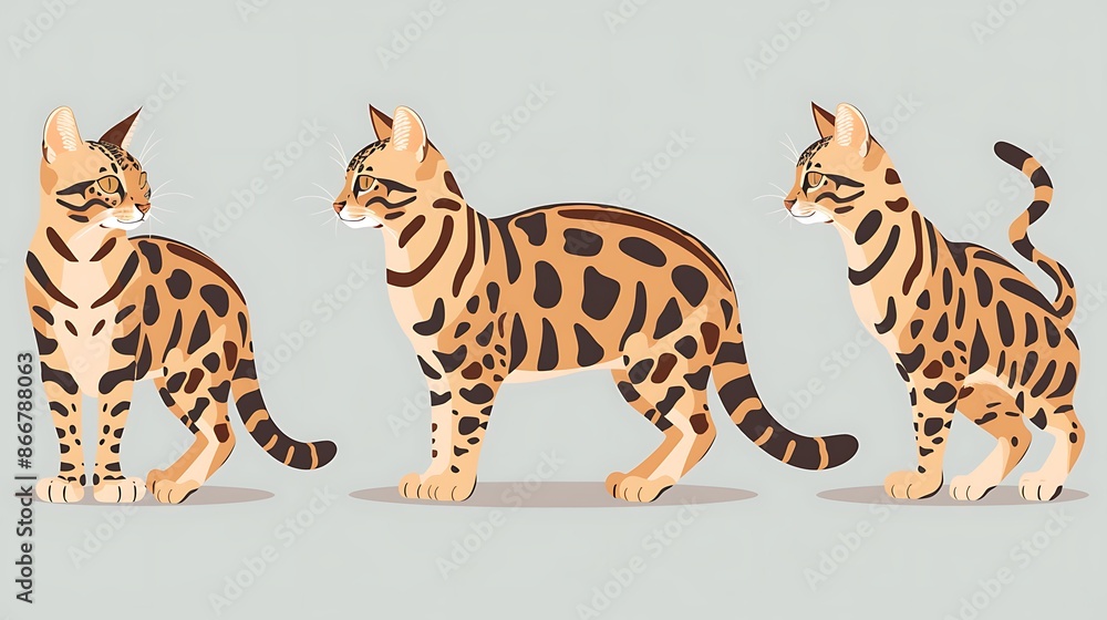 Infographic focusing Bengal Cat Felis catus highlighting origins ...
