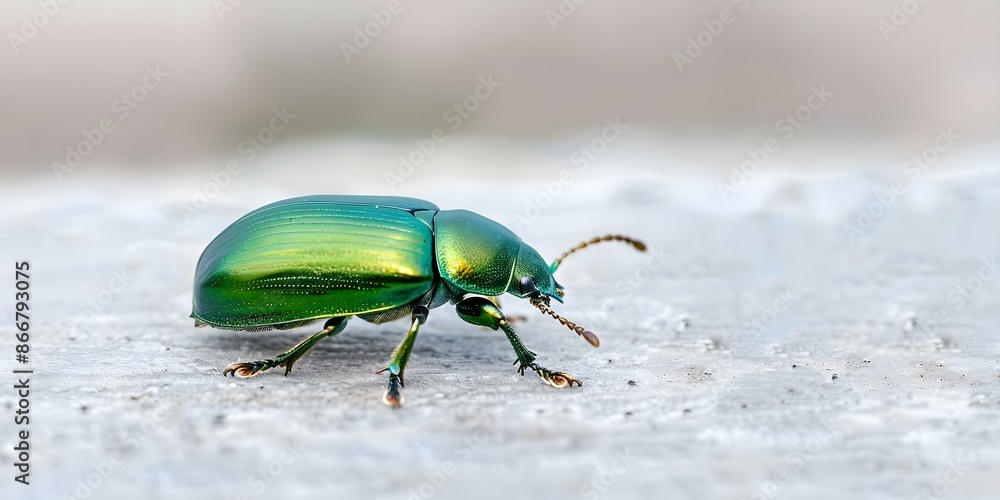 Gold and green metallic Sawtooth beetle a species of stag beetle ...
