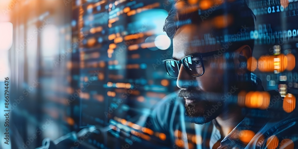 Software developer creatively strategizing visual concepts for ...