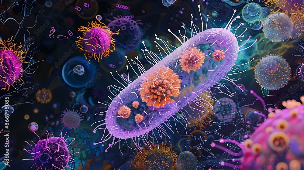 Visual aid on Bacterial Cell Structure illustrating features like cell ...