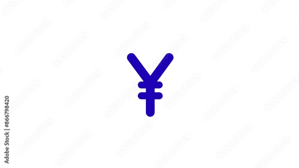 Blue yen sign rotating on white background. 3D animation of YEN icon ...