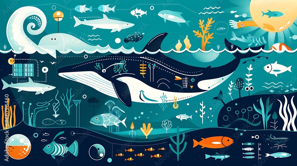 Visual aid Marine Food Chains Food Webs illustrating energy transfer ...