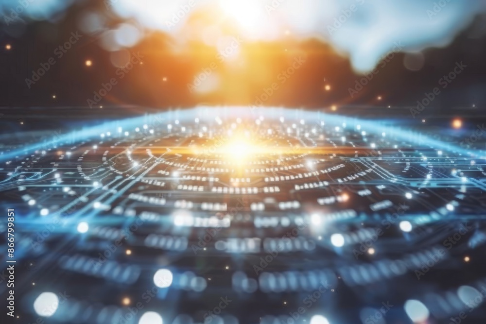 AI digital interface with glowing elements, digital transformation ...