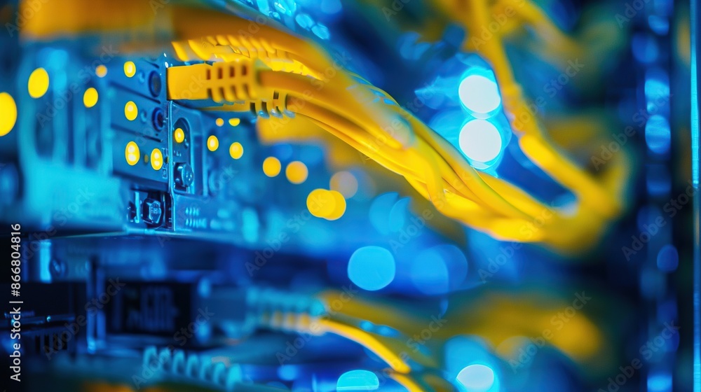 Rack Mounted Servers In A Server Room, Server rack audio cable. Severs ...