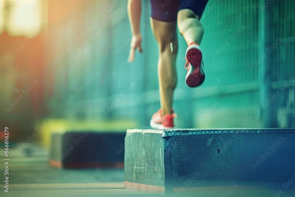 Athlete's feet running on stadium track, motion blur Stock Photo ...