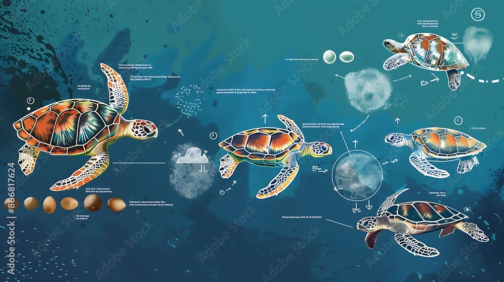 Educational visual aid lifecycle of Sea Turtle Chelonia mydas ...