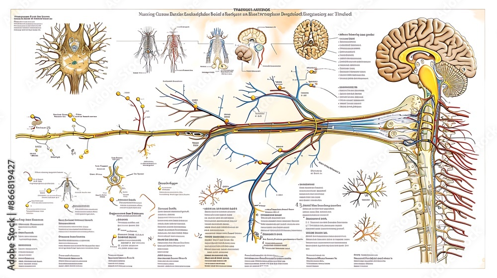 Educational chart on Nervous System explaining the central and ...