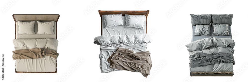 Bed top view isolated on transparent background. Stock Illustration ...