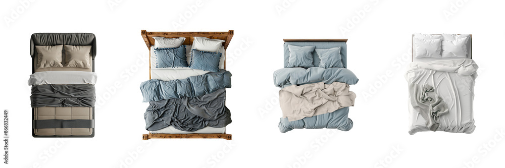 Bed top view isolated on transparent background. Stock Illustration ...