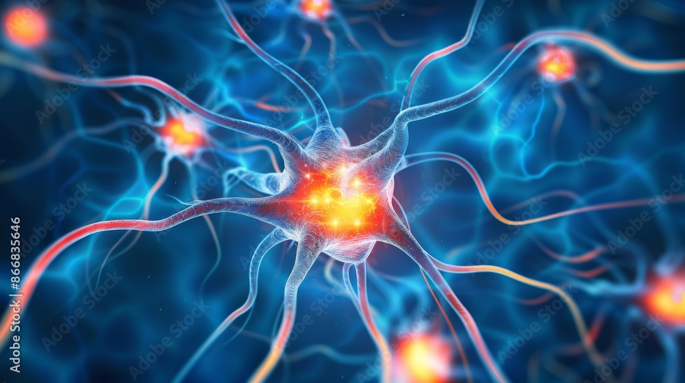 Glowing Neurons: Detailed Close-Up of Nerve Signaling in Realistic ...