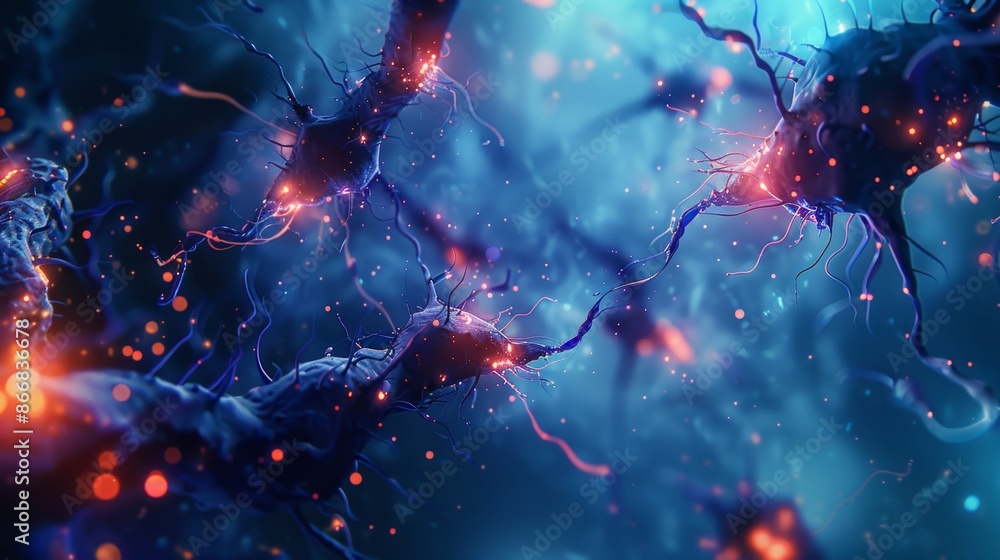 Illuminated Neurons: Abstract Digital Art of Nerve Signaling on Deep ...