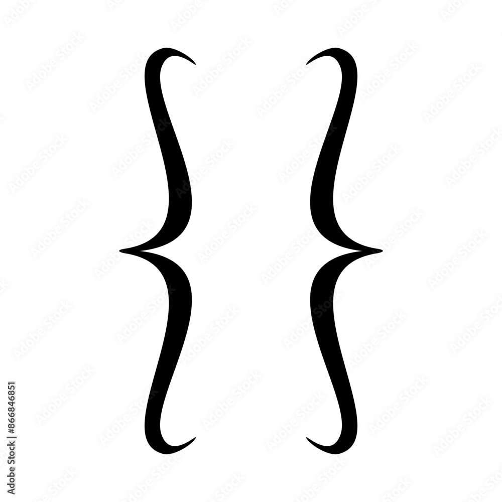 Curly bracket vector icon. Parentheses, Punctuation Symbol isolated on ...