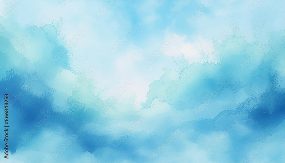 pastel faded blue hand painted watercolor background design with paint ...