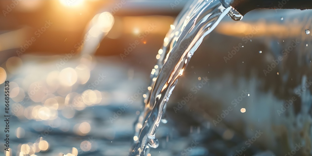Capturing the Flow Water from Gutter Entering Filtered Tank. Concept ...