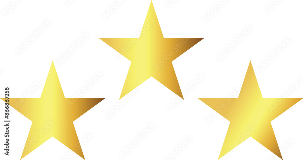 Black three Golden Star icon, three gold star sign, 3 golden star ...
