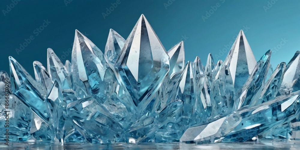 Shiny ice crystal, light blue foil texture background with a glass ...