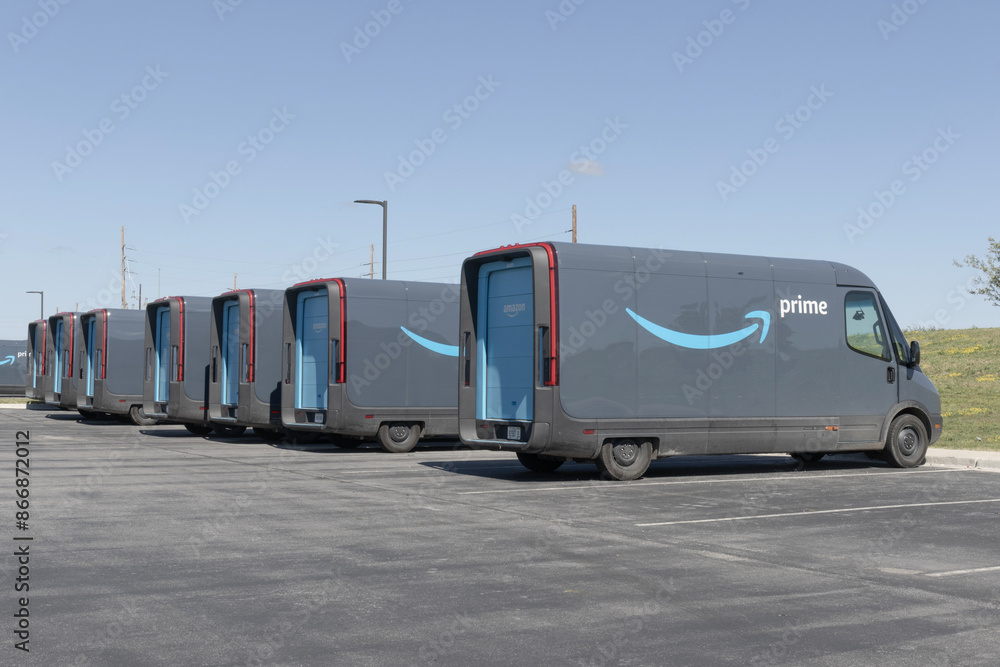 Amazon Prime EV electric delivery vans from Rivian. With a net-zero ...