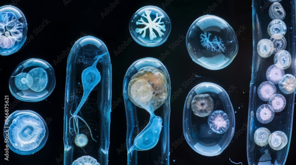 A series of images showing the stages of embryo development in test ...