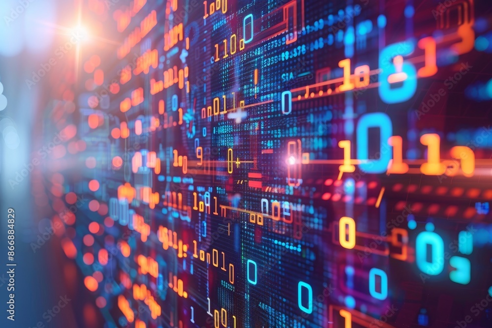 Foto de A high-tech digital background featuring neural network patterns, data transfer lines ...