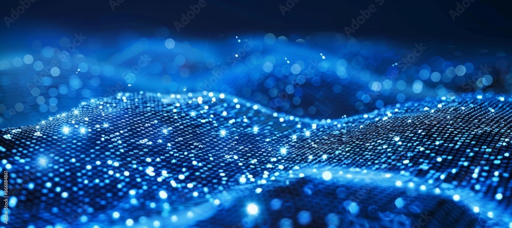 A high-tech digital background featuring neural network patterns, data transfer lines, and ...