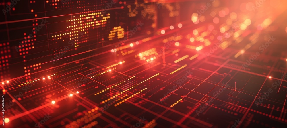 A high-tech digital background featuring neural network patterns, data transfer lines, and ...