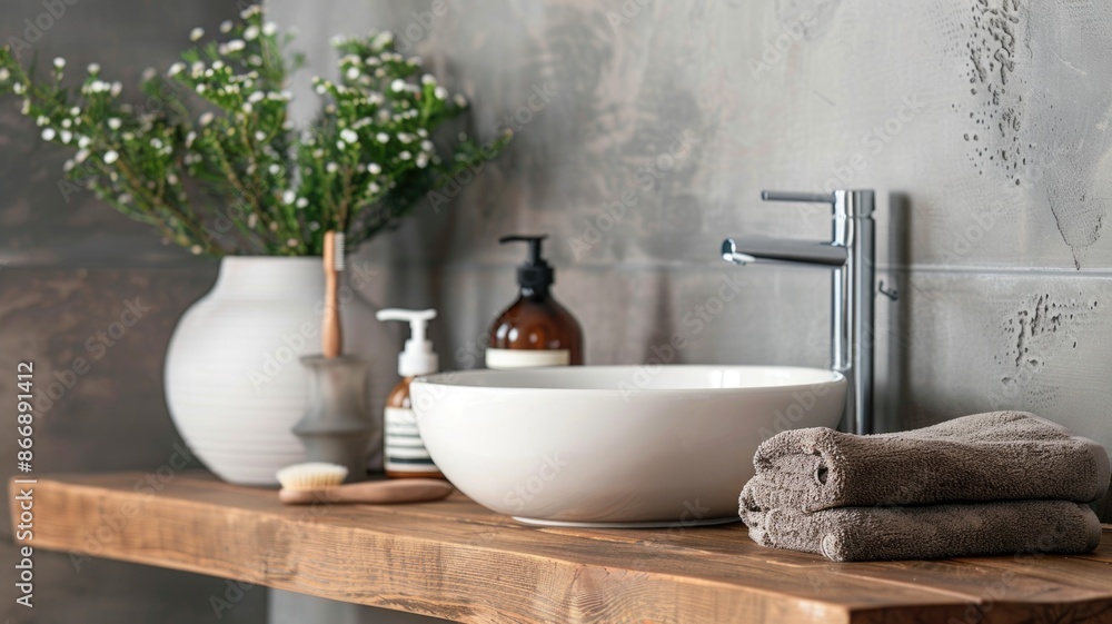 Comprehensive self-care for men in a modern bathroom setting ...