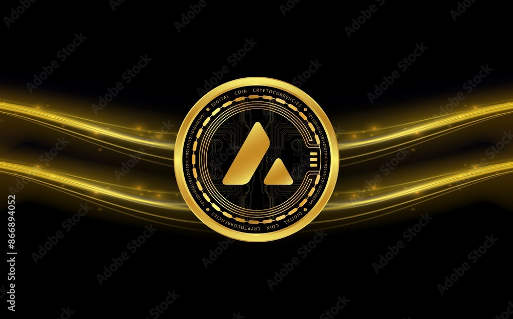avalanche-avax virtual currency image in the digital background. 3d ...
