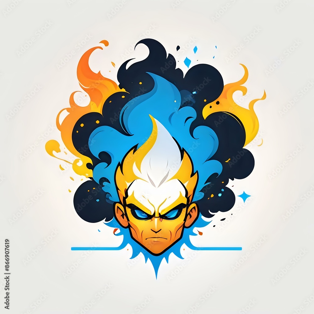 Illustrated portrait of a fiery superhero character, perfect for comic ...
