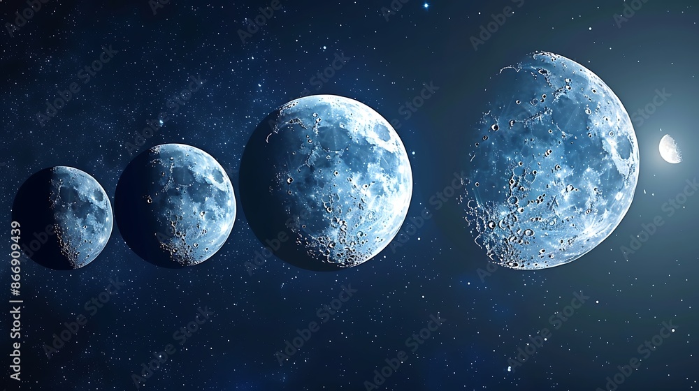 Visual aid explaining the phases of the moon showing the lunar cycle ...