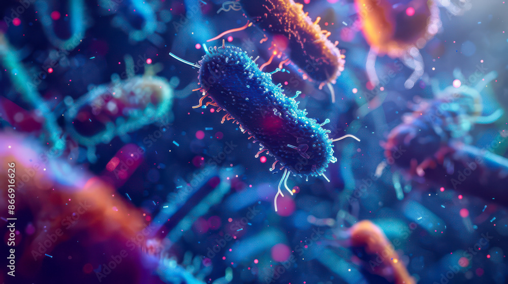 Microscopic photos of cells, bacteria and viruses, showing their ...