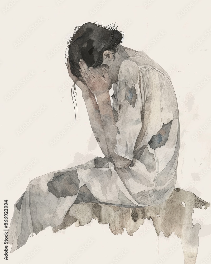 woman crying in tears during breakdown, mental health awareness ...