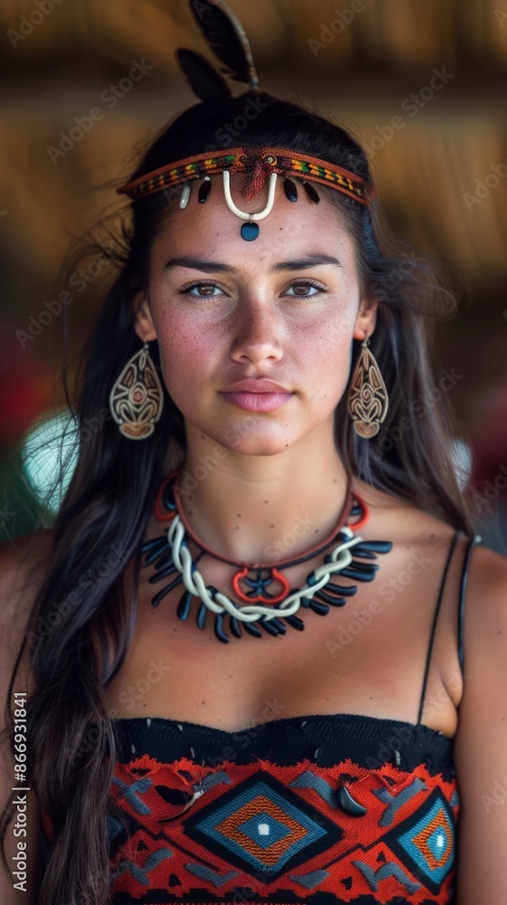Maori woman in traditional attire, looking strong Stock Photo | Adobe Stock