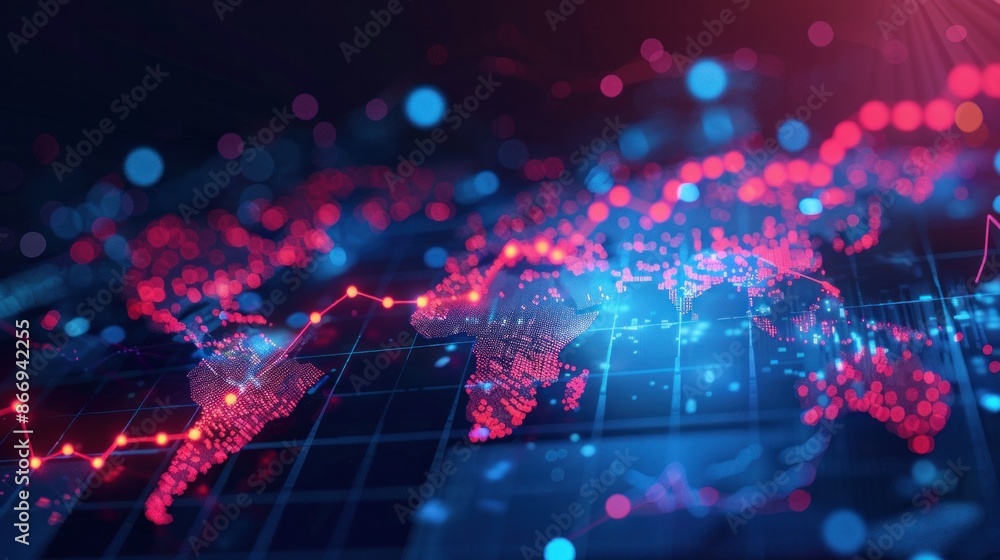 business trading graph investment growth 2024 year on blue background ...