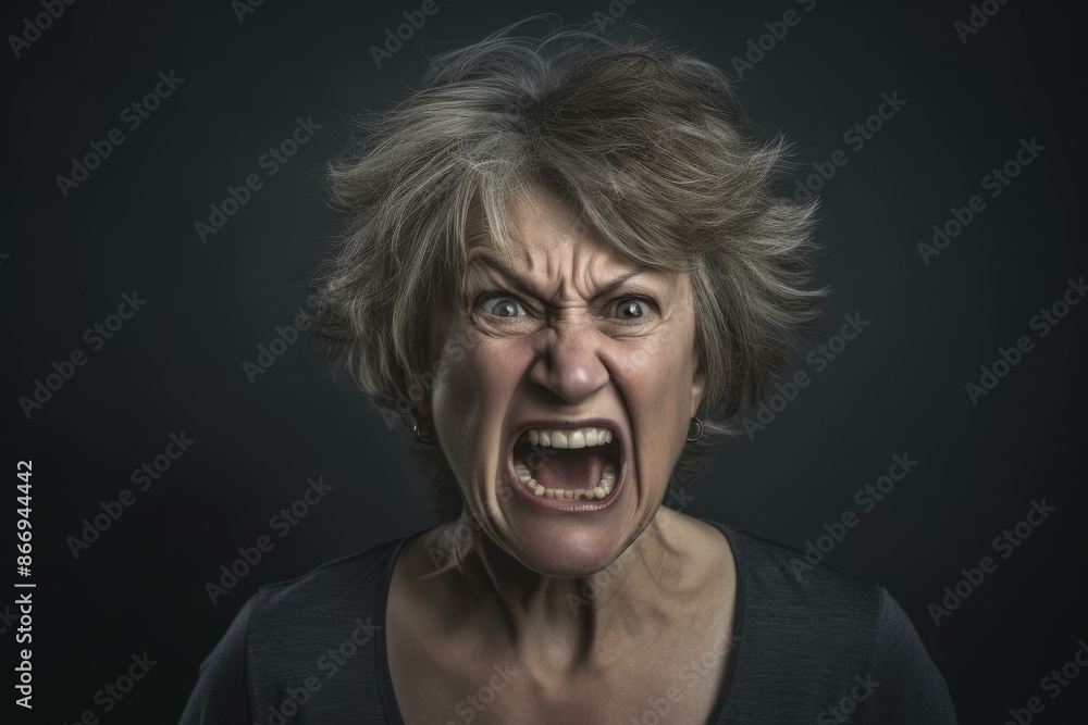 Angry teacher portrait expressing frustration and intense emotion in a ...