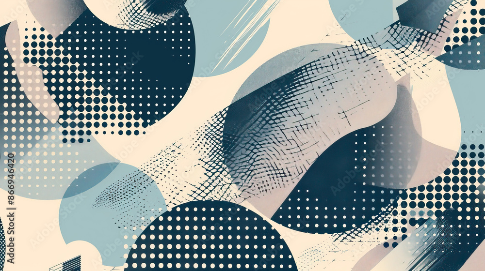 Simple and clear halftone print continuous-tone image with abstract ...