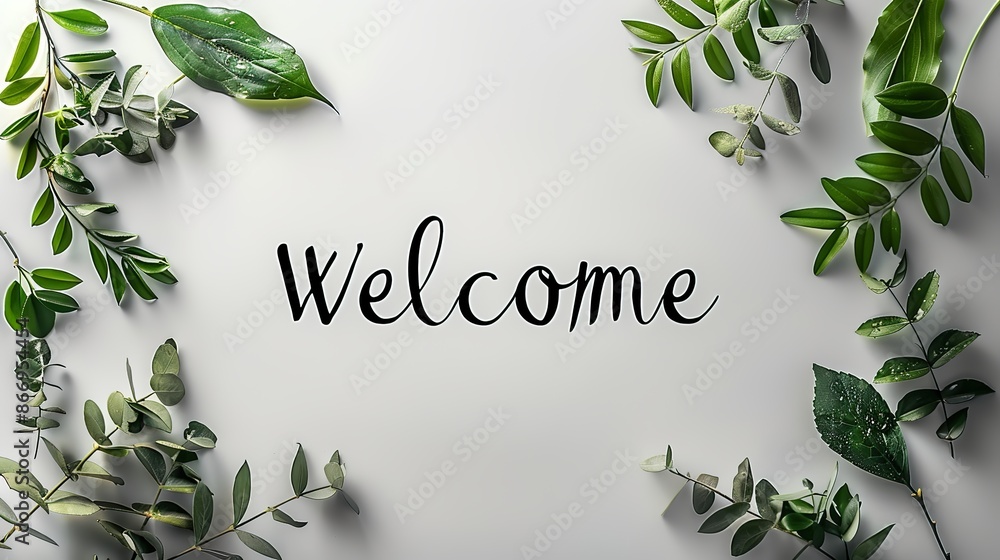 Welcome , solid black color on a solid white background Stock ...