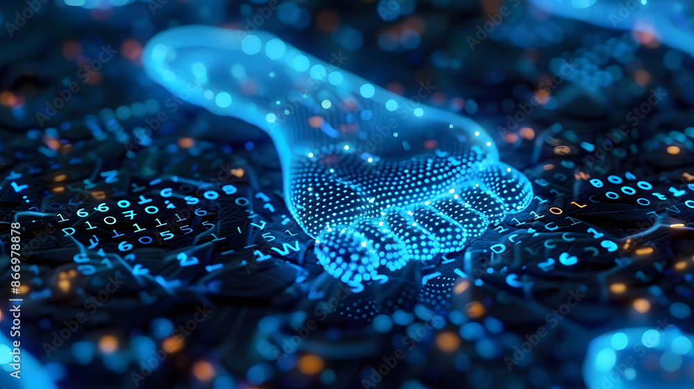 Cybersecurity Digital Footprints Made Of Binary Code Highlighting The Importance Of