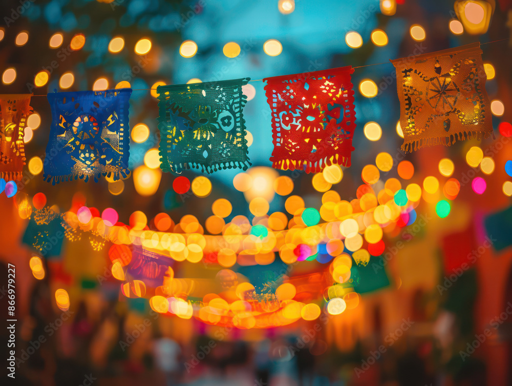 Hispanic Heritage Month flag decoration design style dia de los muertos ...