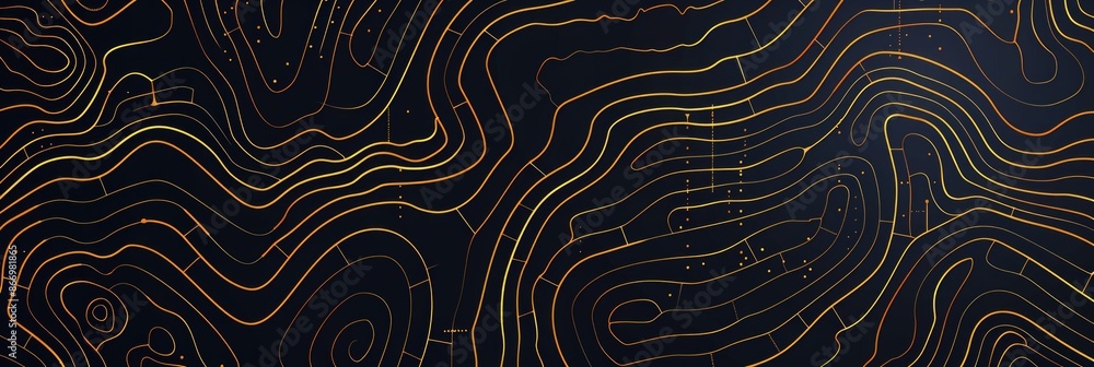 Topographic line map pattern background vector illustration with dark ...